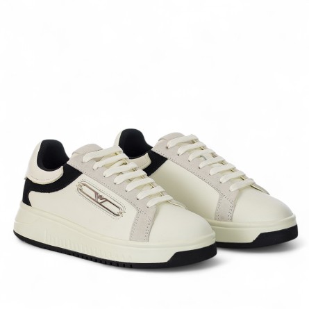 EMPORIO ARMANI - Eagle logo leather sneakers - X3X024-XR222-C679 EMPORIO ARMANI - Eagle logo leather sneakers - X3X024-XR222-C679